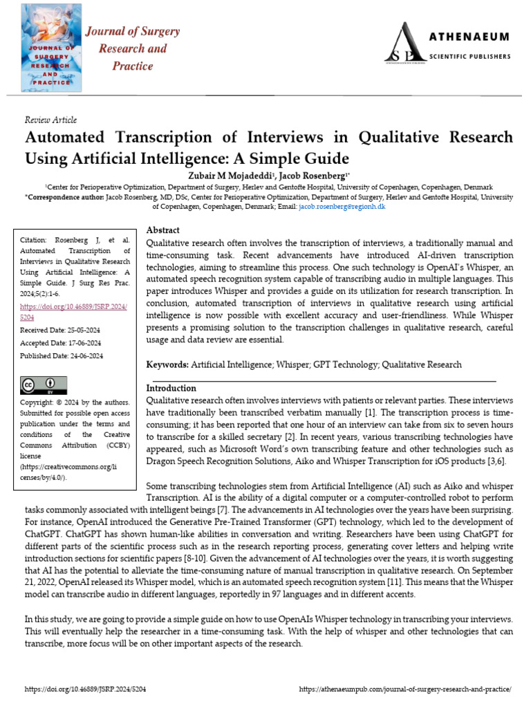 Automated Transcription of Interviews in | PDF