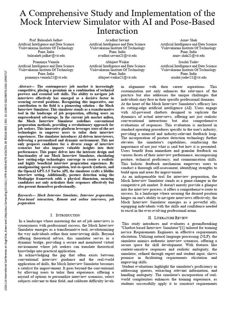 A Comprehensive Study and Implementation of The Mock Interview ...