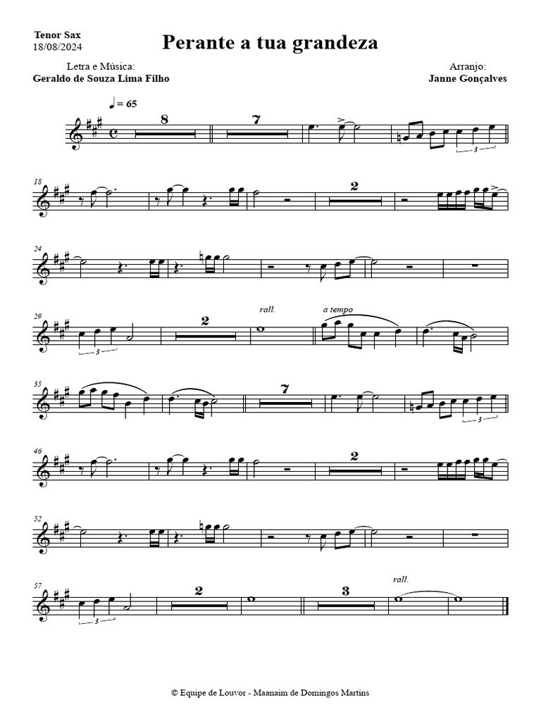 Perante A Tua Grandeza - Tenor Sax - 18 08 2024 | PDF