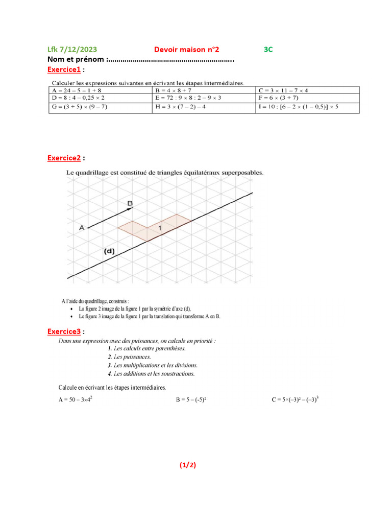 Devoir Maison N°2 (2023) | PDF