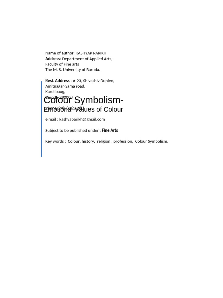 Colour Symbolism | PDF