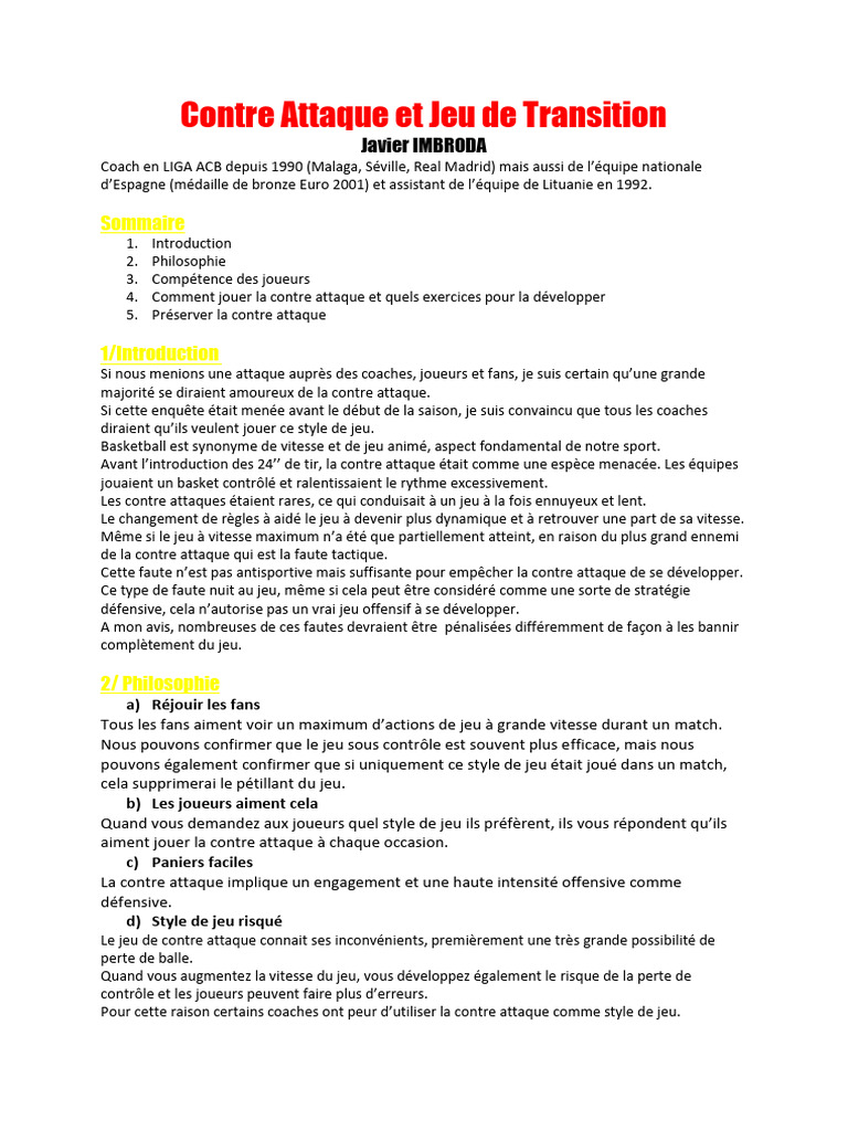 Contre Attaque Et Jeu de Transition | PDF