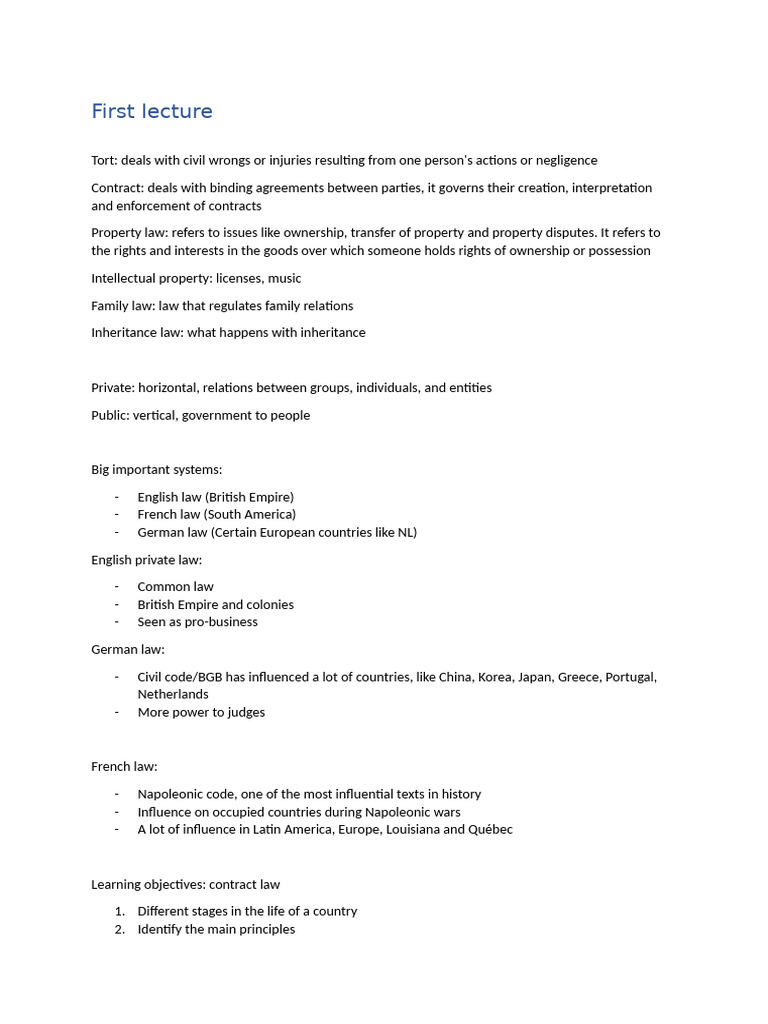 Contract Law Notes | PDF | Damages | Politics