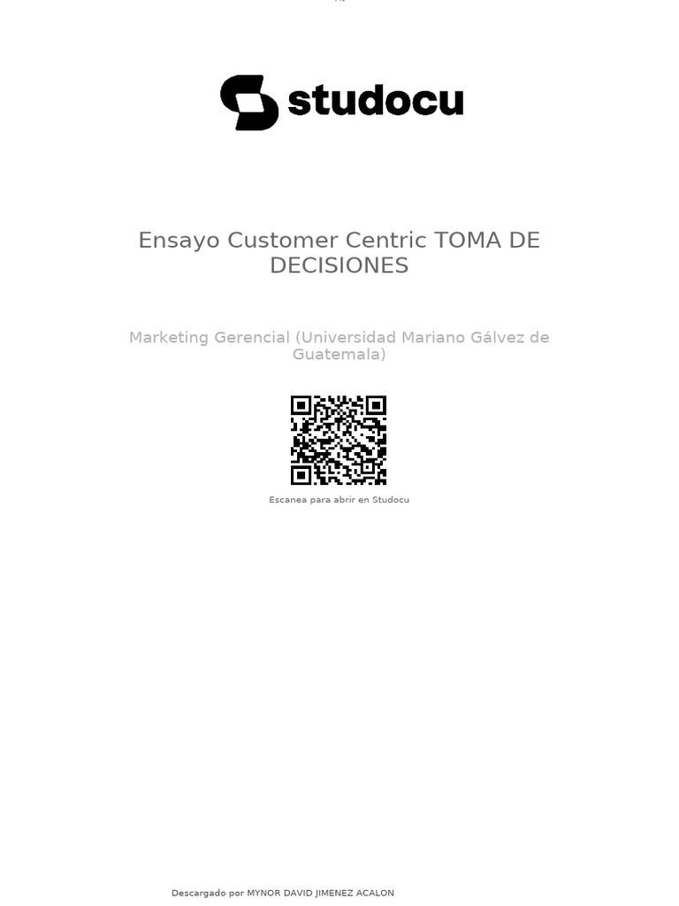 Jennifer Ensayo Customer Centric Toma de Decisiones | PDF