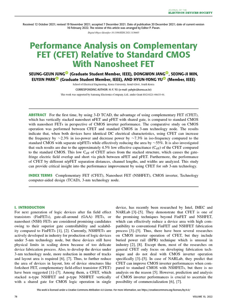 Performance Analysis On Complementary Fet Cfet Relative To Standard
