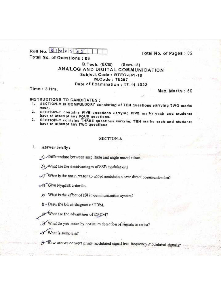 Previous Year Question Paper of ADC | PDF