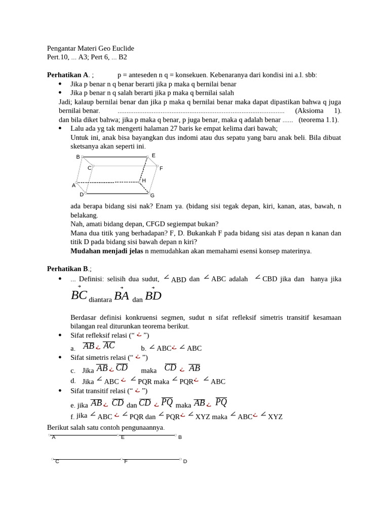Pengantar Materi Geo Euclides Pert 10 ... A3 Pert 6 ... B2 | PDF
