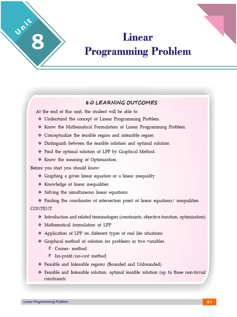 Chapter8 Linear Programming Problems | PDF Chapter8 Linear Programming Problems | PDF