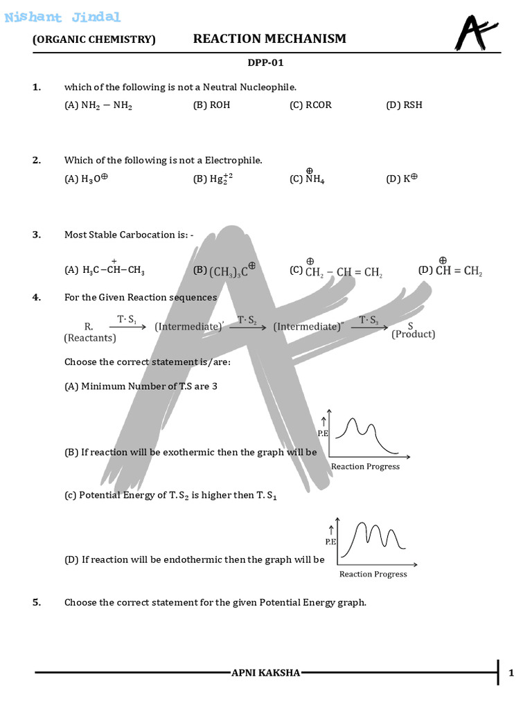 DPP - 01 - Reaction Mechanism NJ - 247 | PDF
