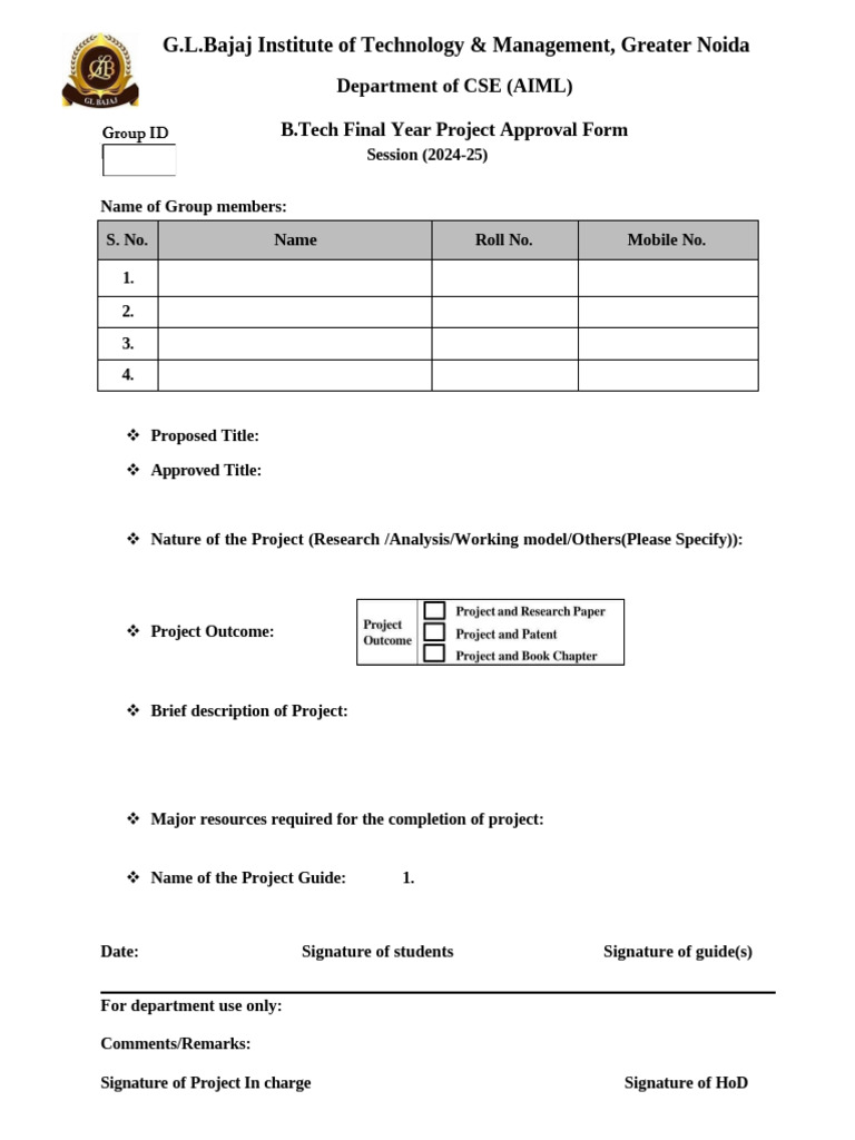 Project Approval Form | PDF