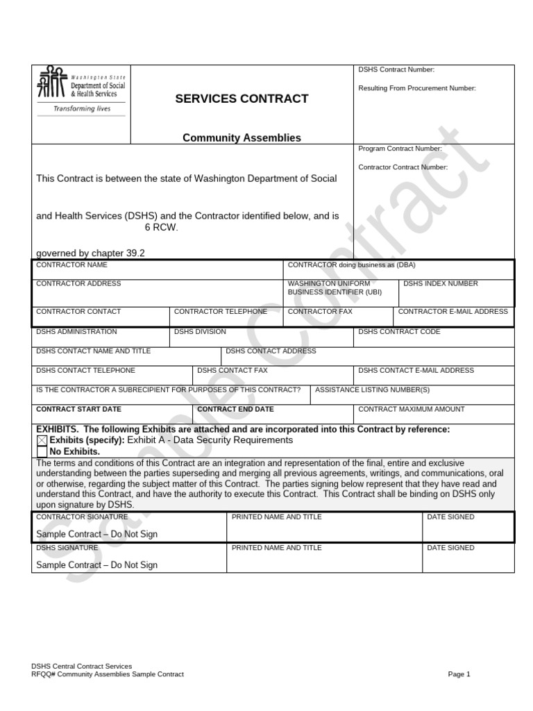 DSHS Community Assemblies Contract | PDF | Employment | Law