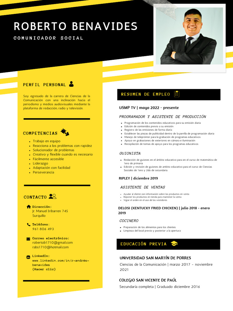 Roberto Benavides - Curriculum Vitae 2024 | PDF