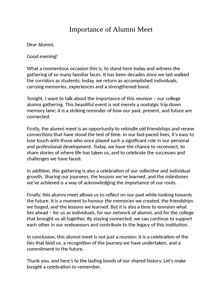 Importance of Alumni Meet | PDF