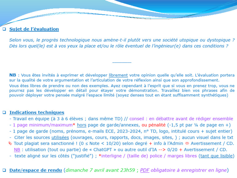 LEPAGE Adrien - PPT Cours Déthique Sujet Consignes Générales Du DM - Février 2024 | PDF