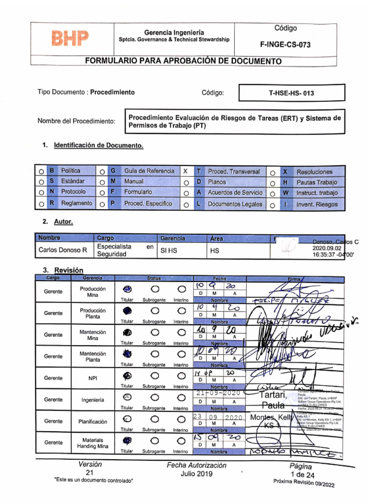 T-HSEC-HS-013 Procedimiento Evaluación de Riesgos de Tareas (ERT) y ... T-HSEC-HS-013 Procedimiento Evaluación de Riesgos de Tareas (ERT) y ...