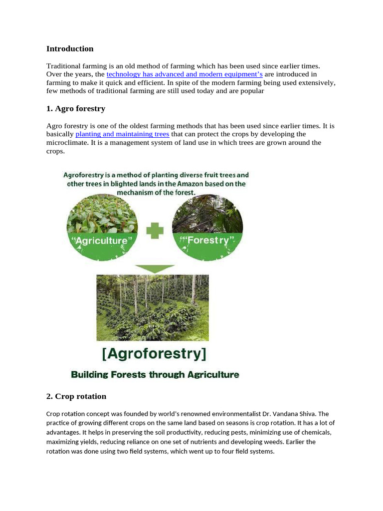 Traditional Techniques of Farming and Modern Techniques of Farming | PDF