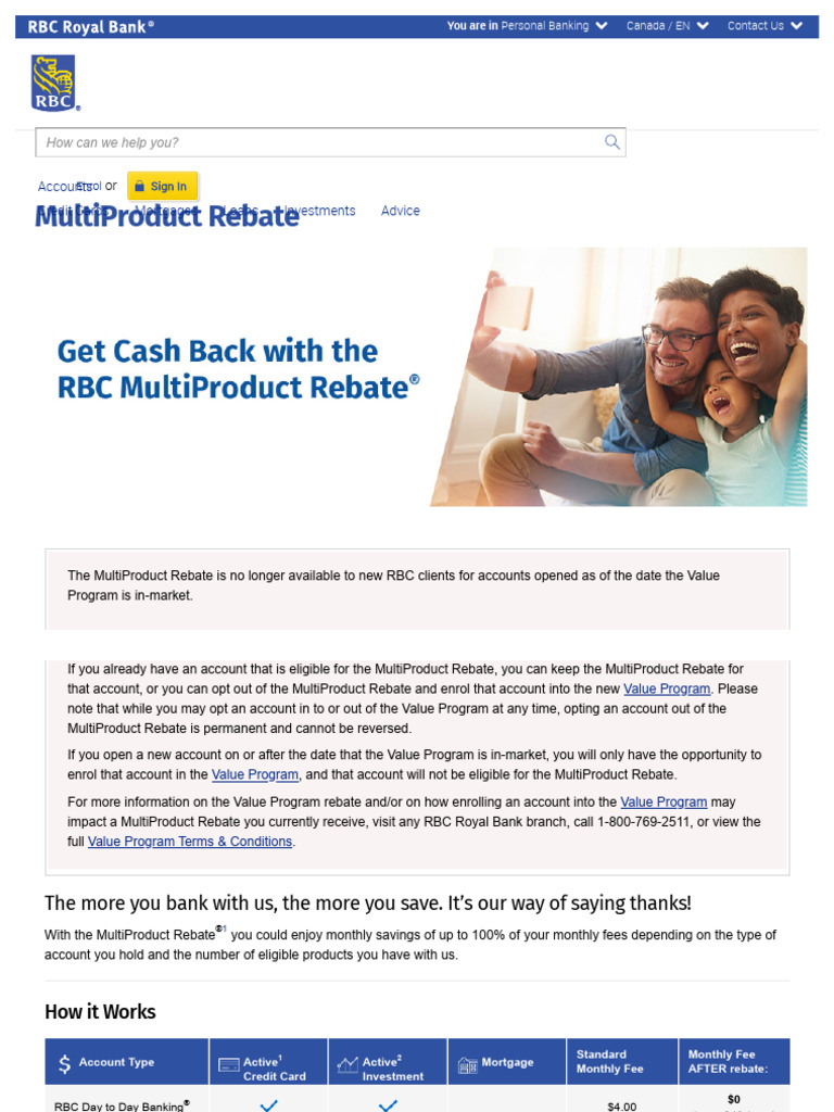 MultiProduct Rebate - RBC Royal Bank | PDF