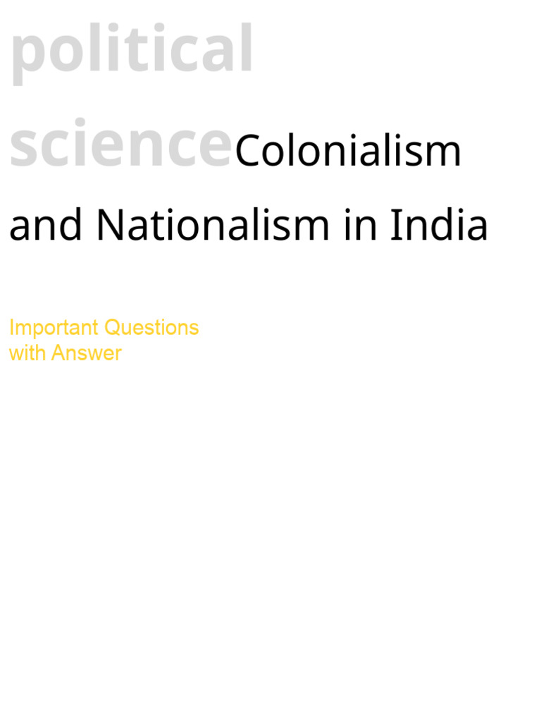 Colonialism and Nationalism in India | PDF | Mahatma Gandhi | Indian ...