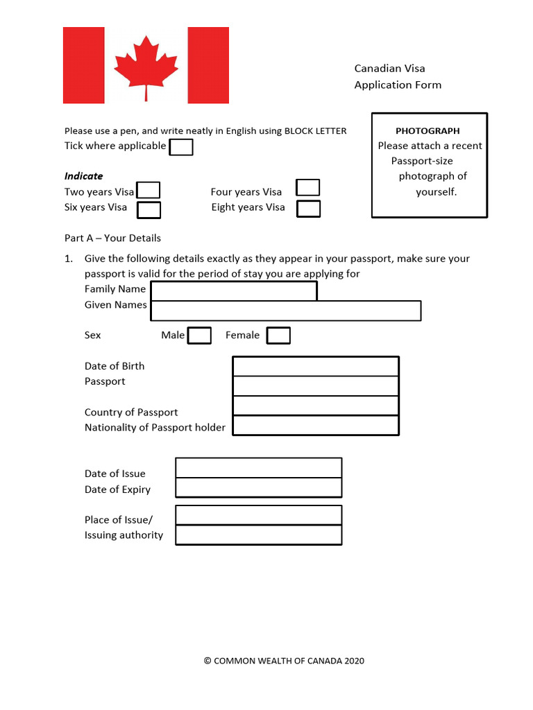 Canadian Visa Form | PDF