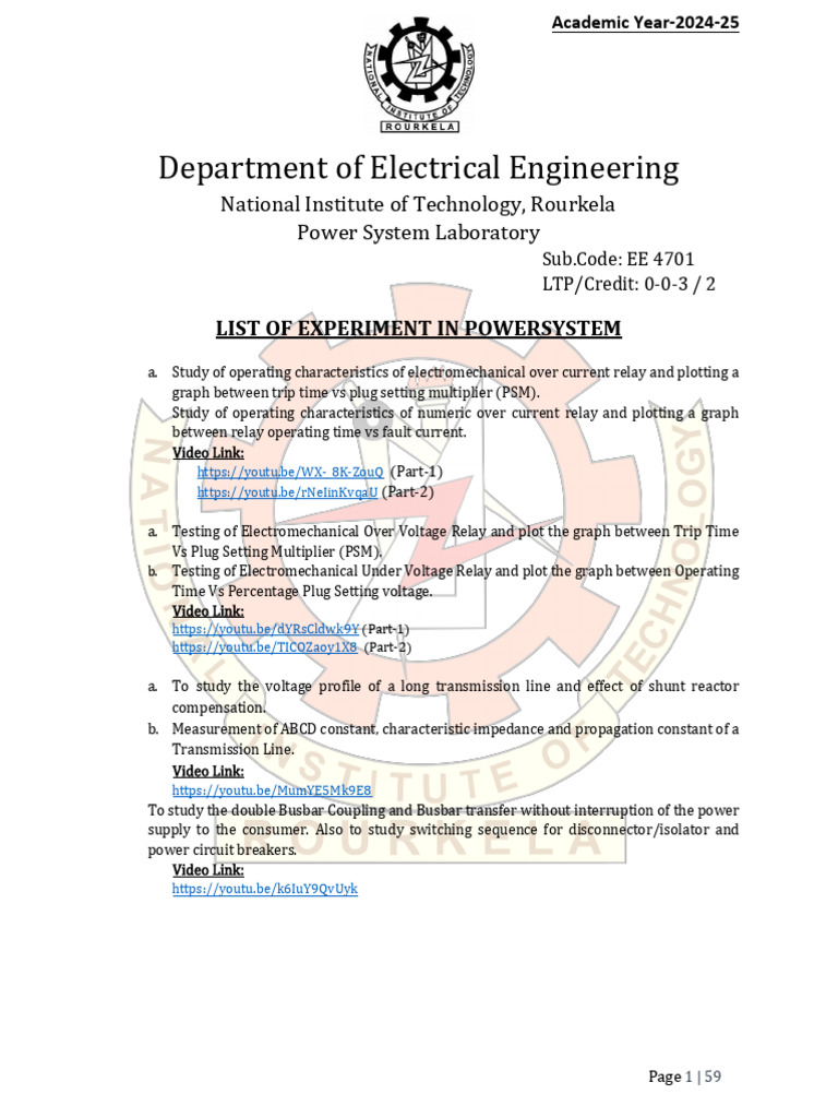 Ee4701 Pslab B.tech | PDF