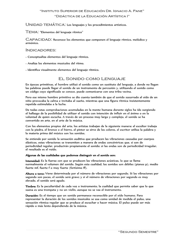 Elementos Del Lenguaje R-Tmico | PDF | Sonido | Ritmo