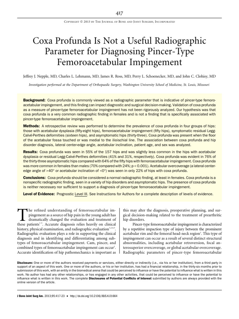Coxa Profunda Is Not A Useful Radiographic Parameter For Diagnosing ...