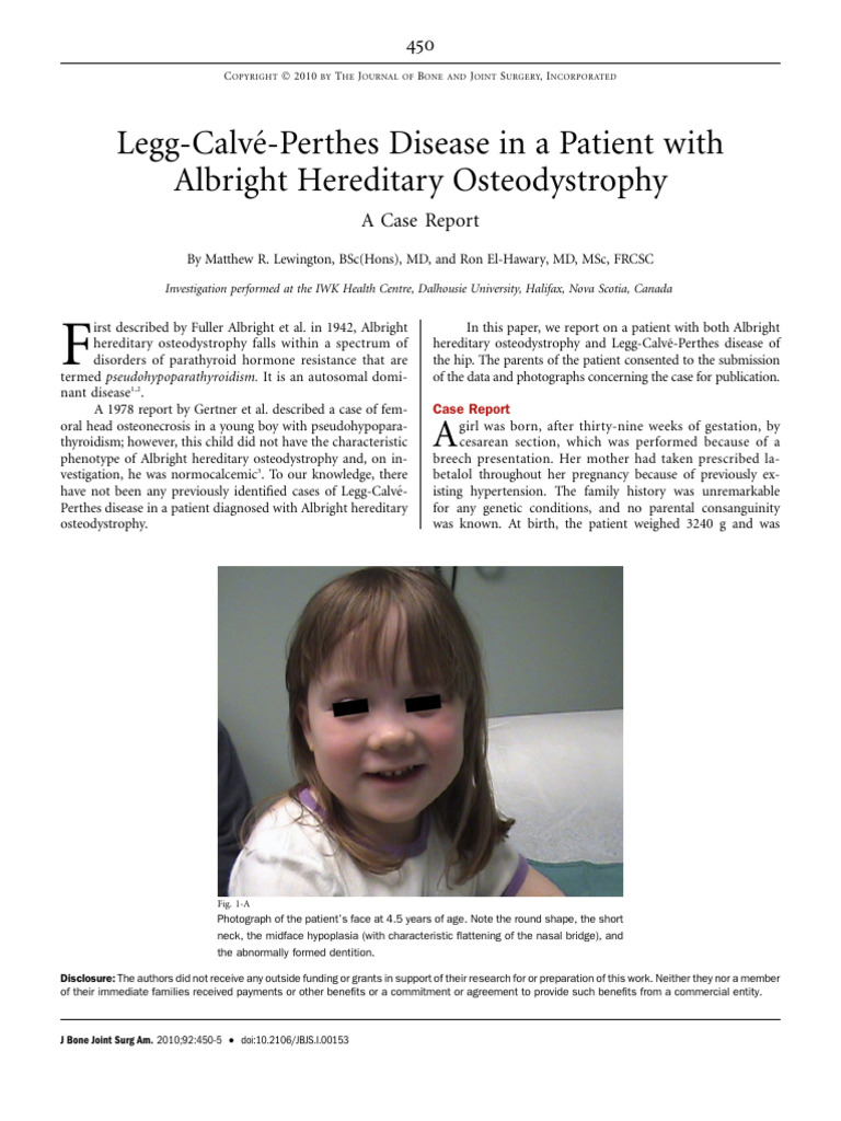 Legg-Calvé-Perthes Disease in A Patient With Albright Hereditary ...