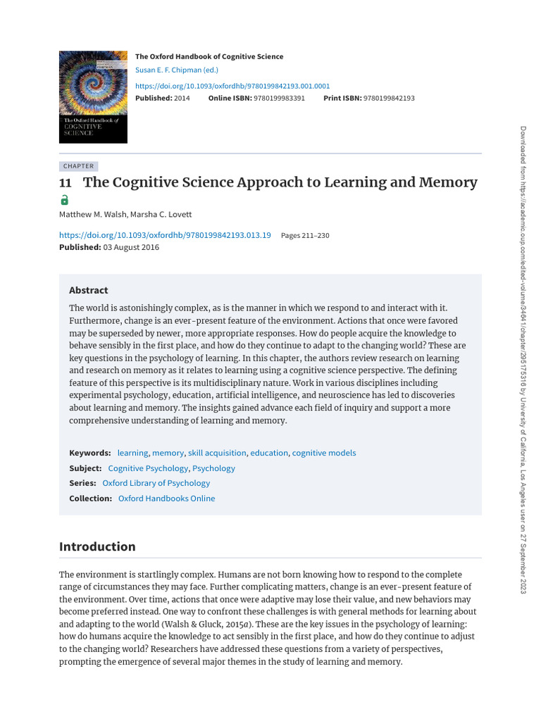 Oxford Memory Cog Sci | PDF