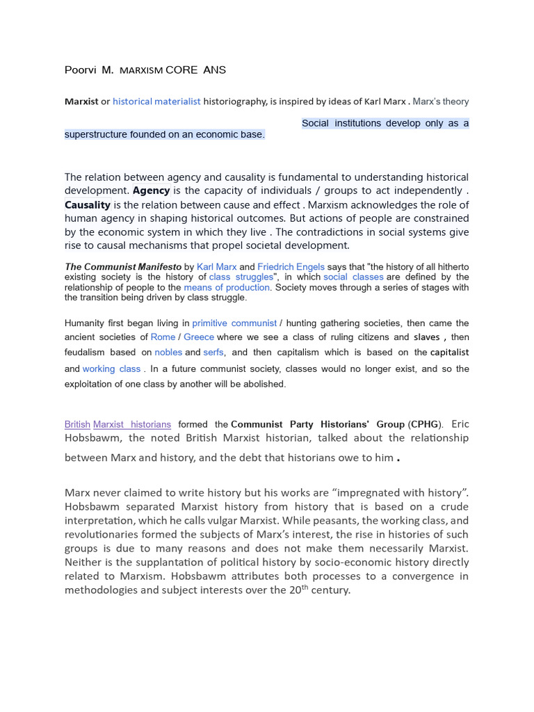 MARXISM CORE Final Ans | PDF | Marxism | Karl Marx