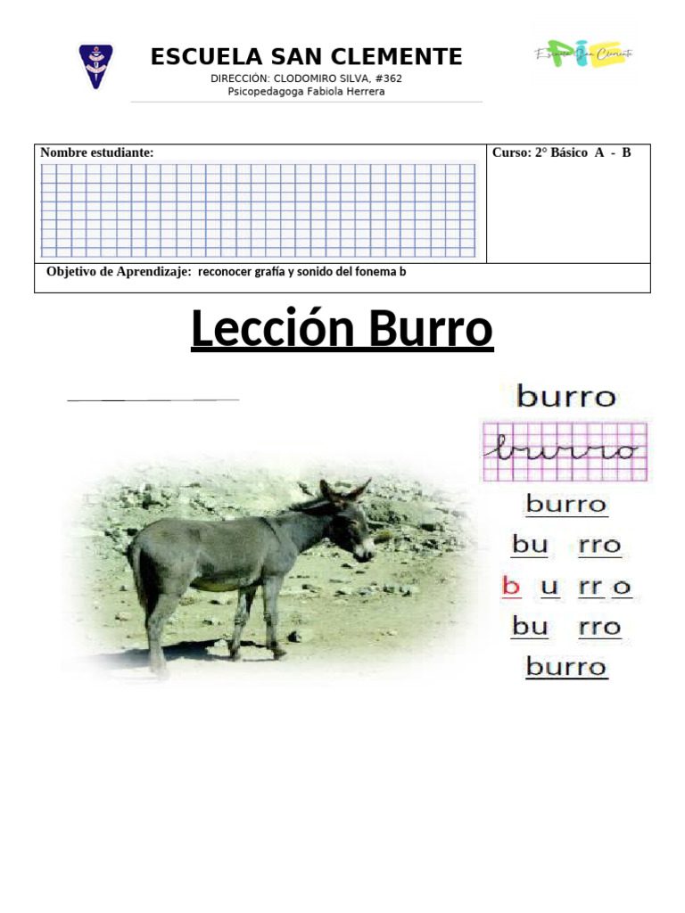 Guia Leccion Burro | PDF