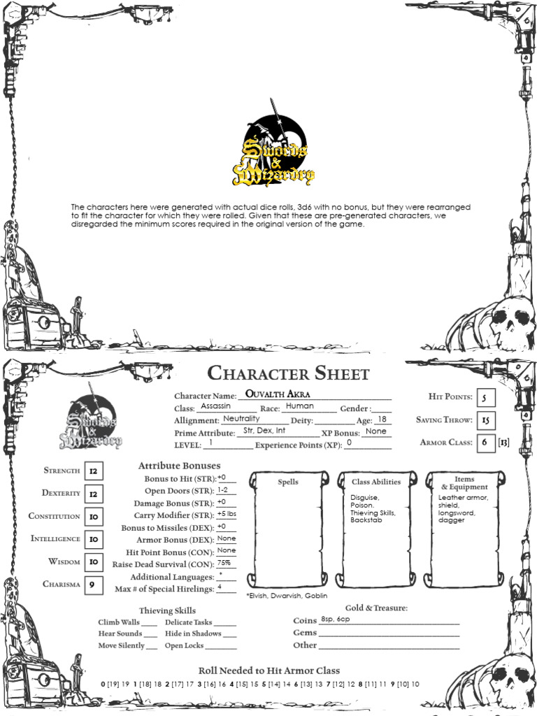 Pregen Characters | PDF