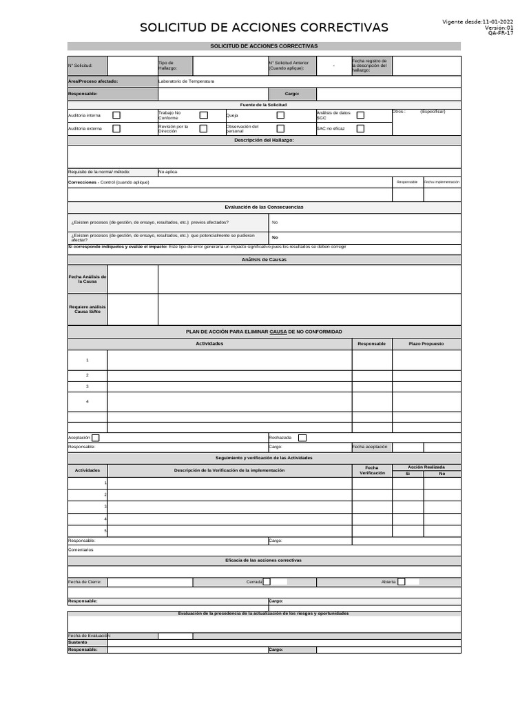 QA FR 17 Solicitud De Acciones Correctivas PDF