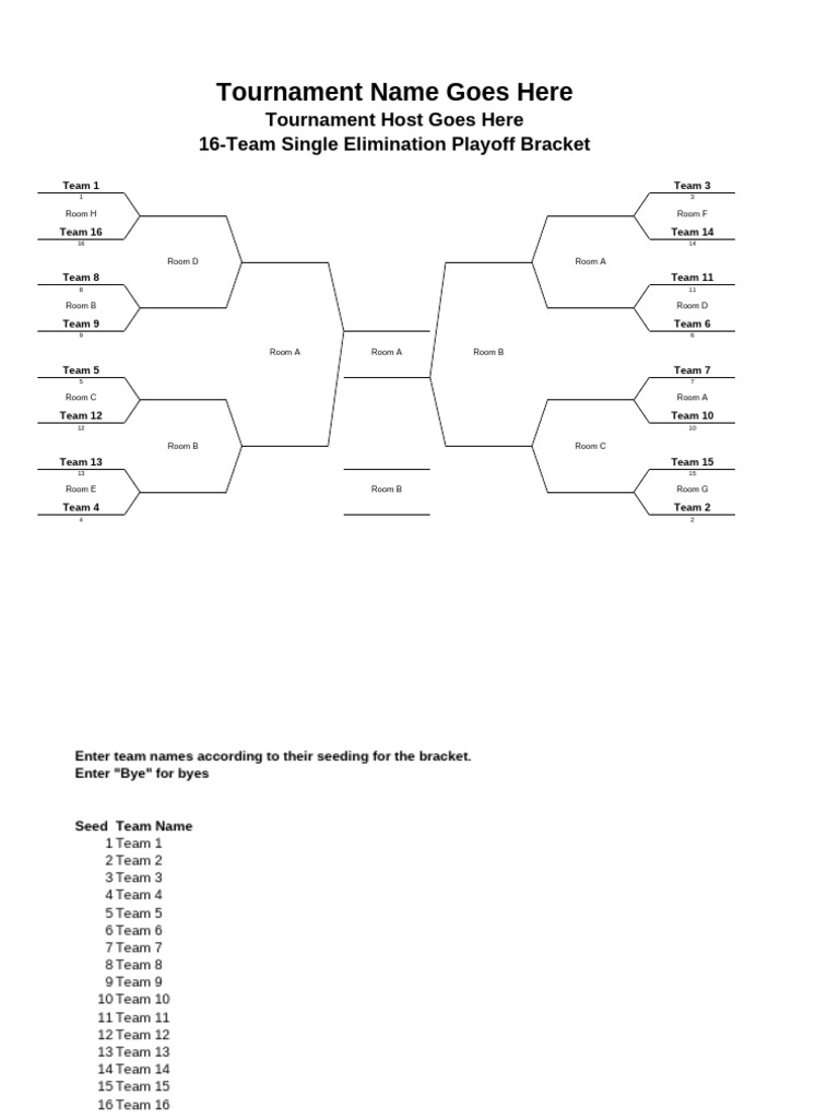 16-Team Single Elimination Bracket | PDF
