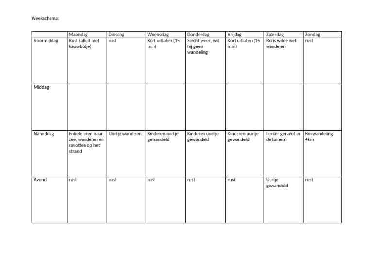 Weekschema Boris | PDF
