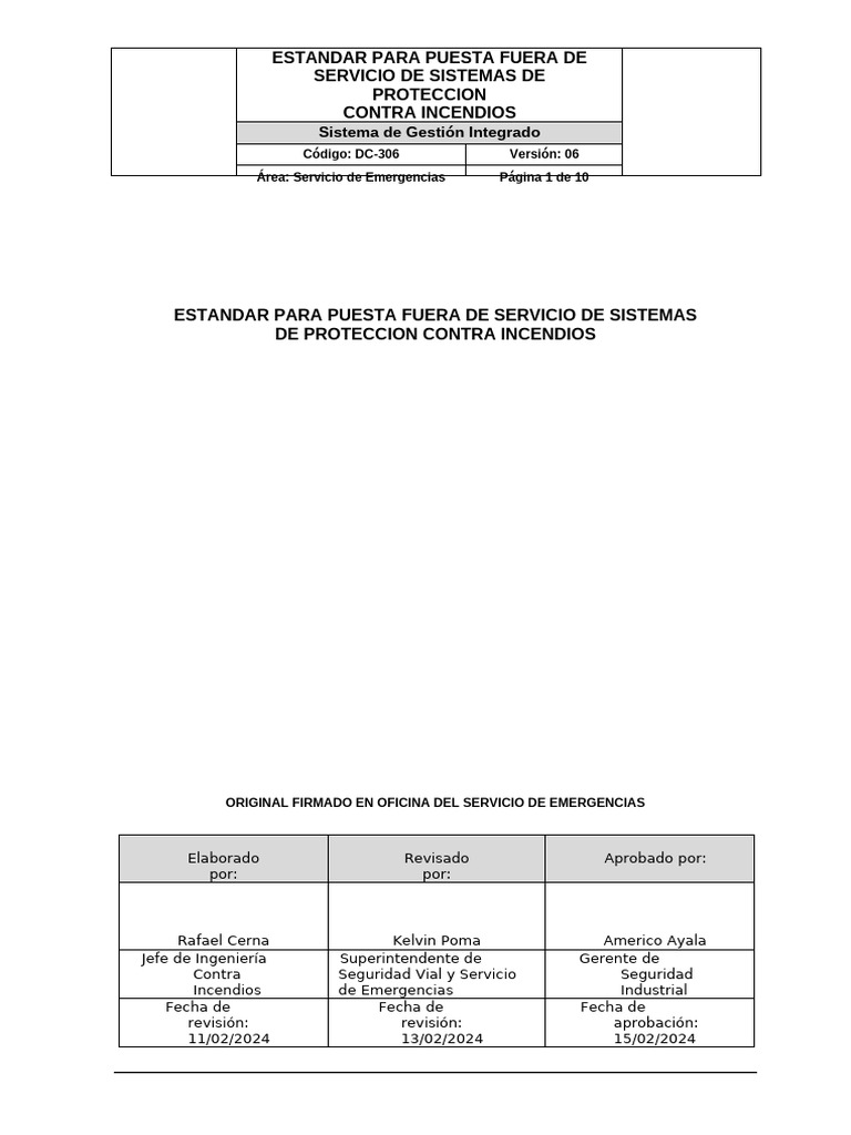 DC306 Puesta Fuera de Servicio | PDF