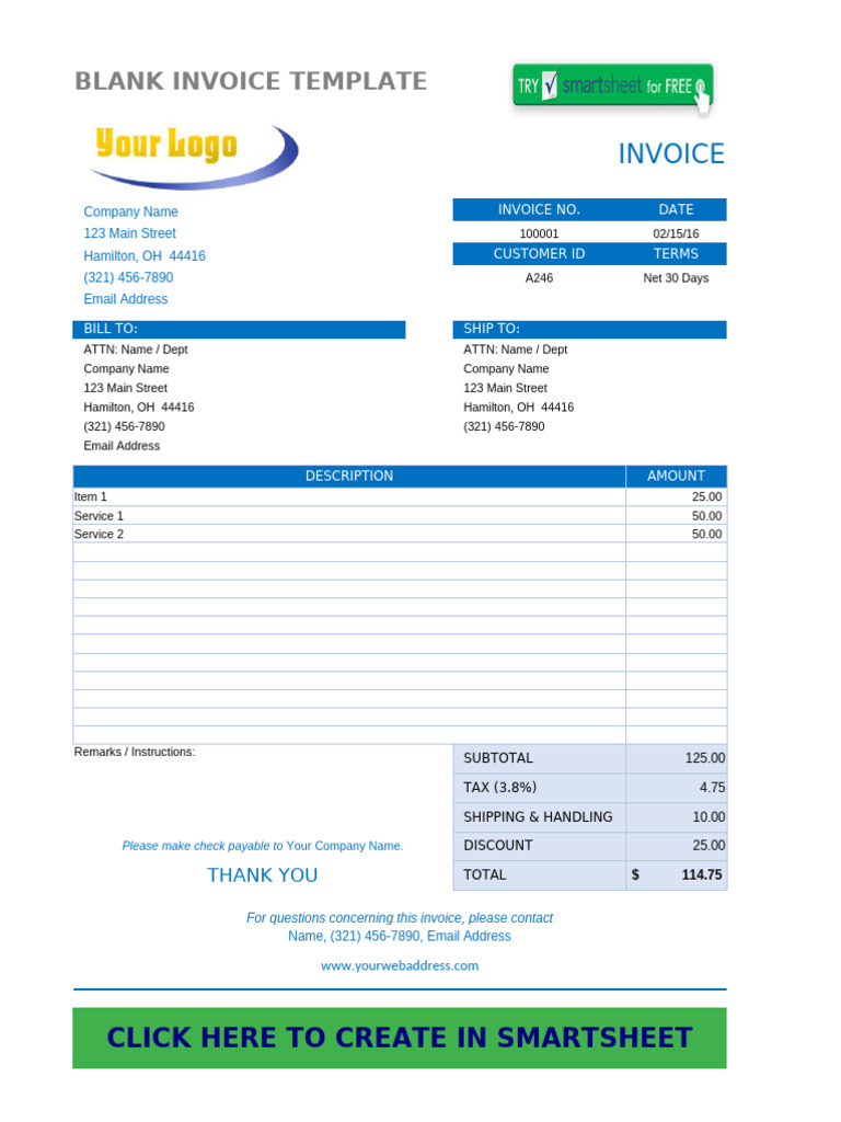 IC Blank Invoice Template 8563 | PDF