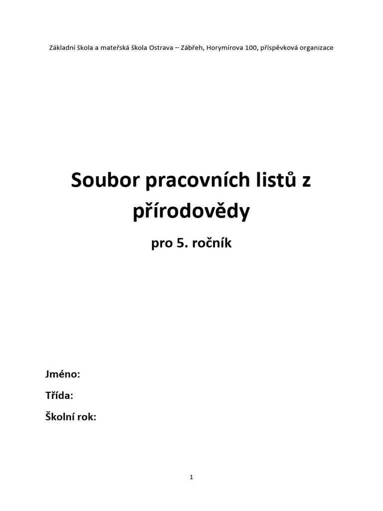 Pracovni Listy 5 PRV | PDF