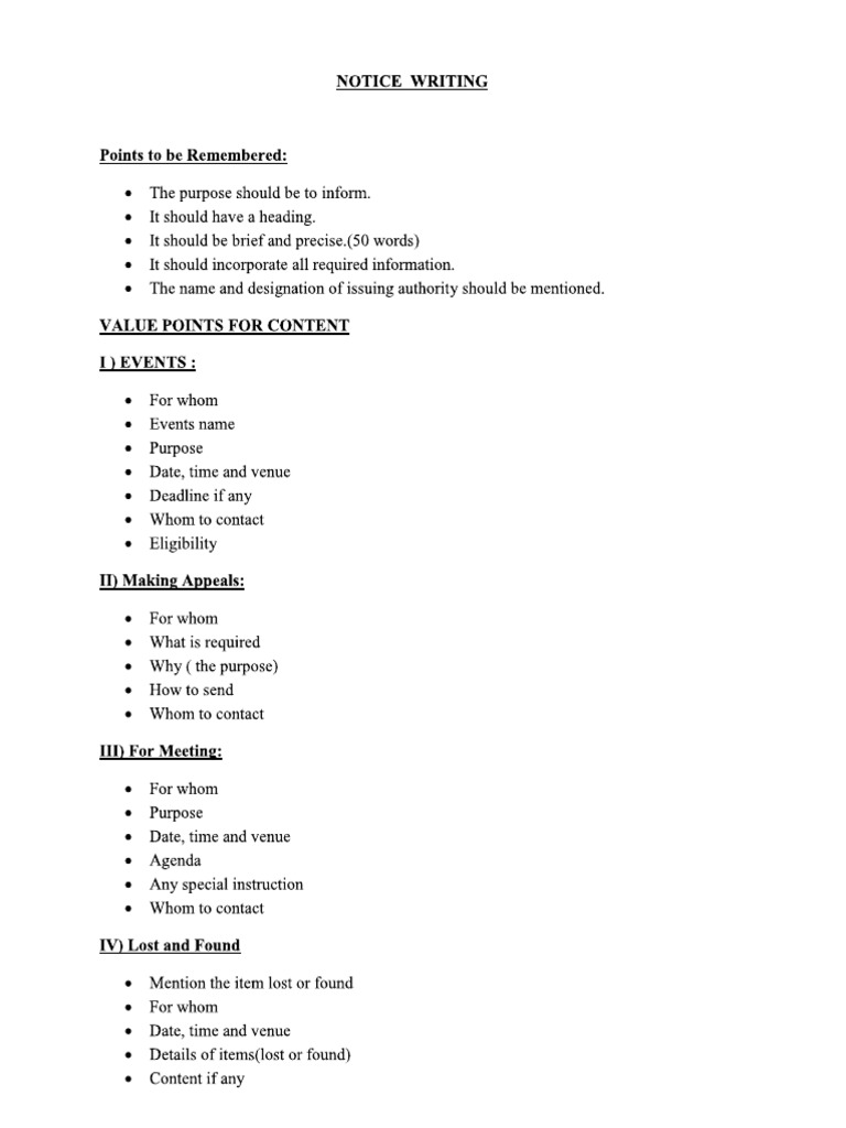 Notice Writing | PDF