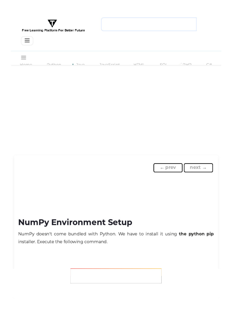 NumPy Environment Setup - Javatpoint | PDF