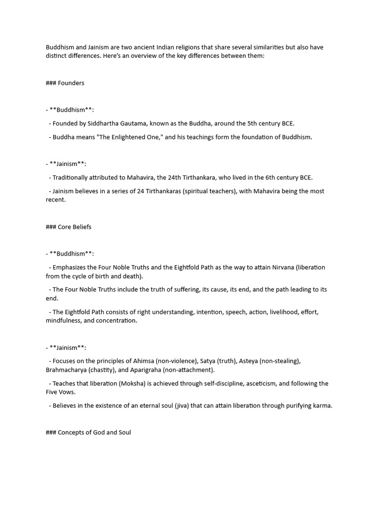 Buddhism vs Jainism: Key Differences Explained | PDF | Moksha | Science ...