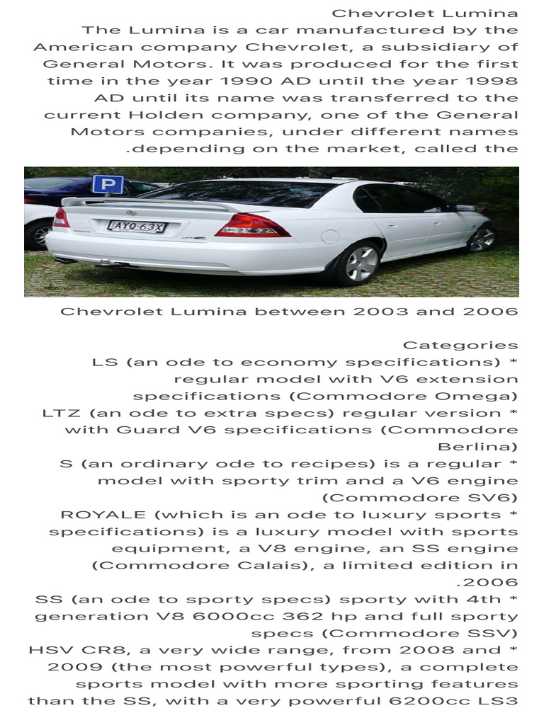 Chevrolet Lumina | PDF