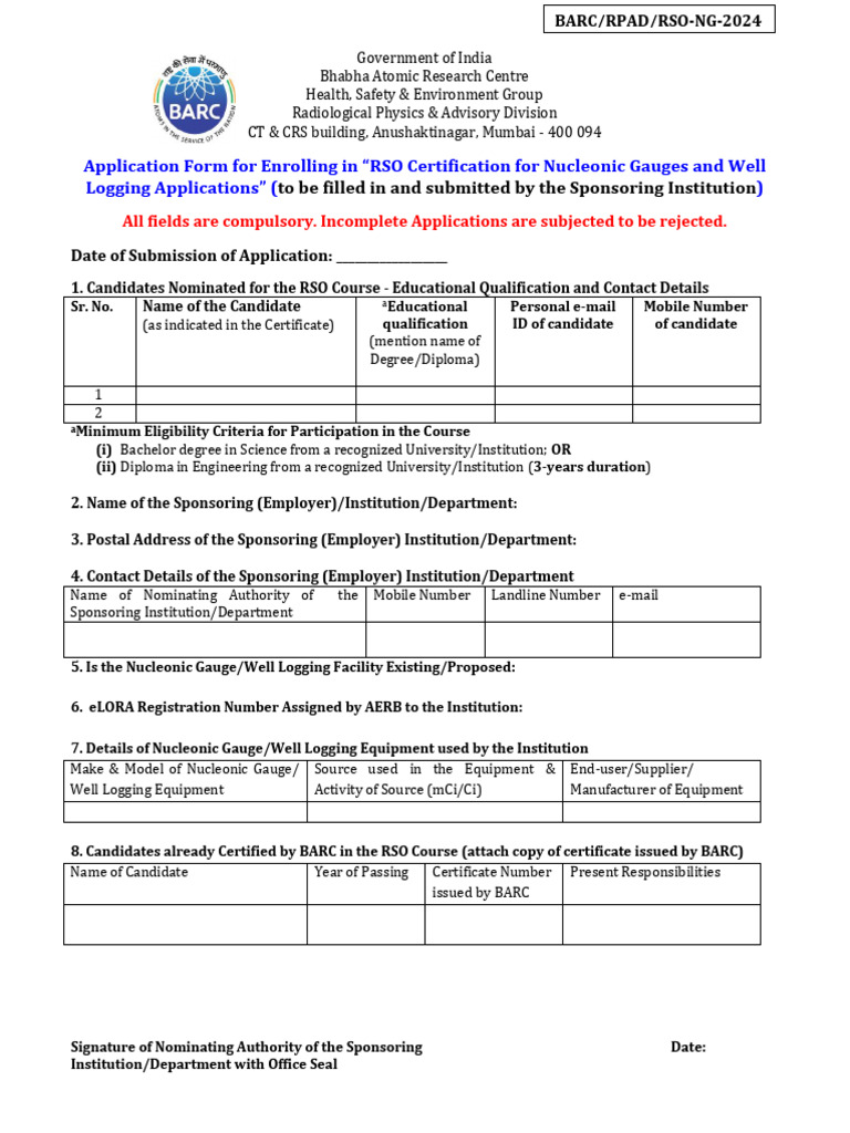 IARP RSO NG Application Form 2024 | PDF