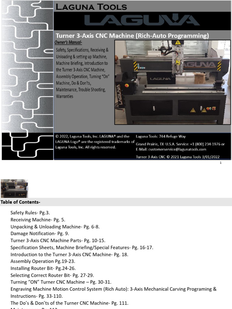 Proposed CNC Turner 3 Axis Manual Rev. 3 - 051724 | PDF