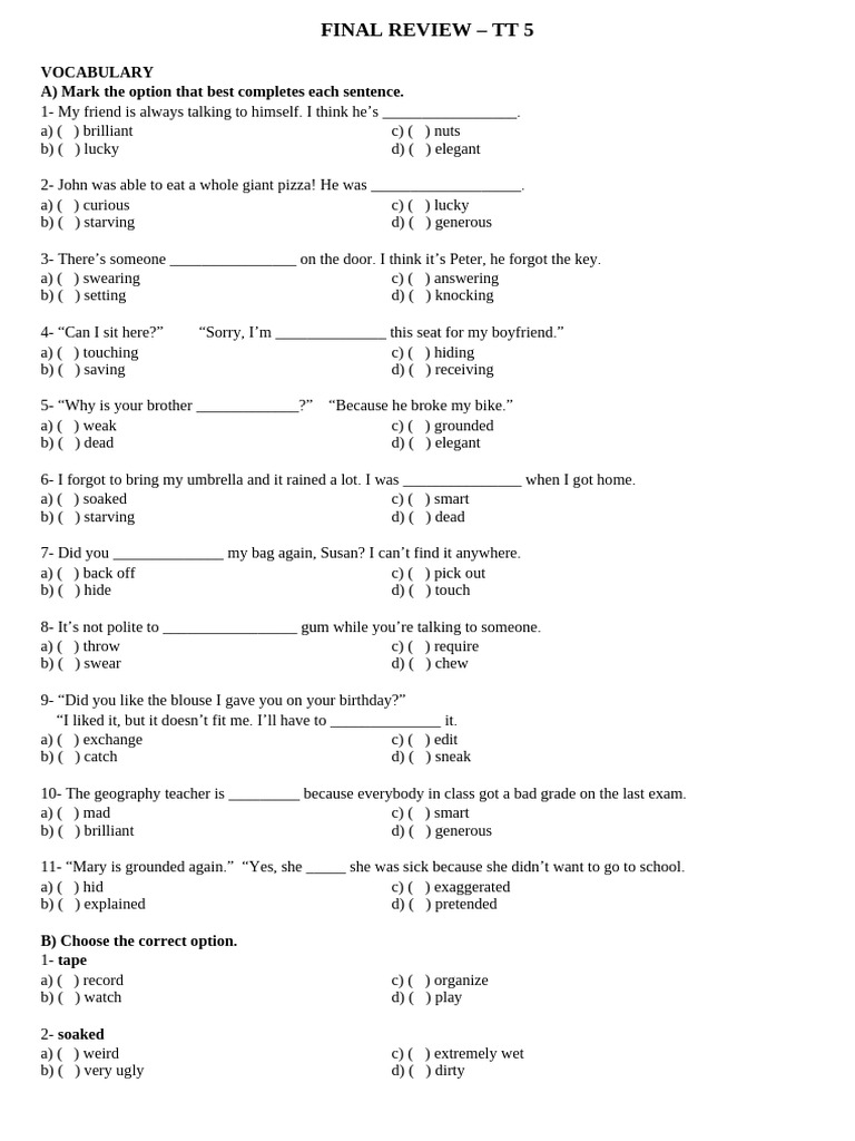 Final Review PEC 5 Part II | PDF