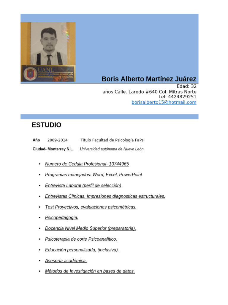 Cv-Boris Martínez | PDF