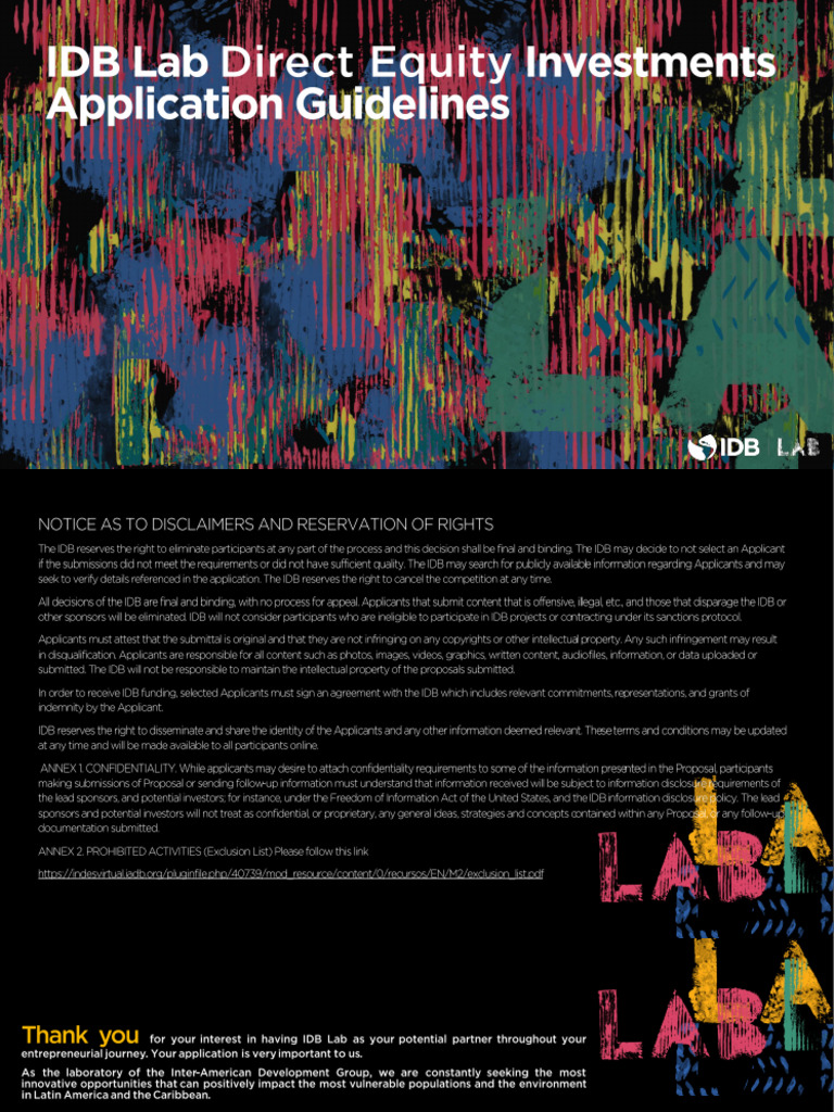 Direct Equity Investment Application Guidelines | PDF