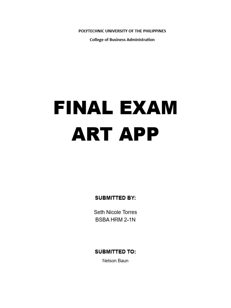 Torres, Seth Nicole S. - Art App Final Exam | PDF
