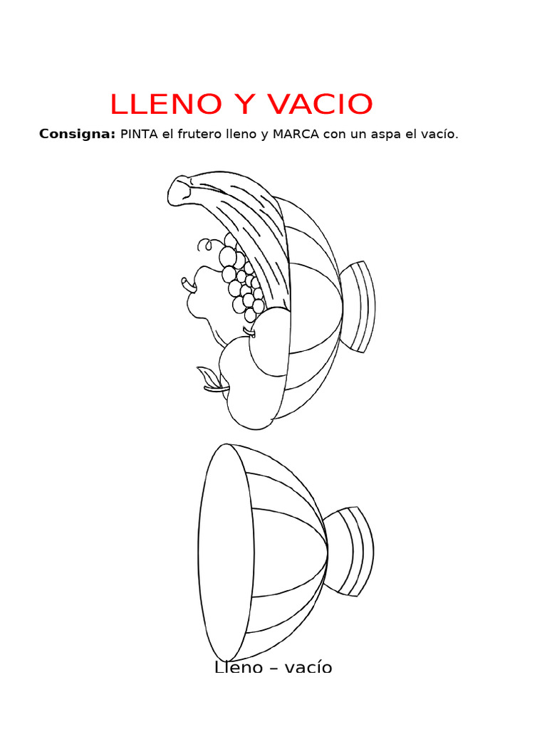 Lleno y Vacio para Ninos de 4 Anos | PDF