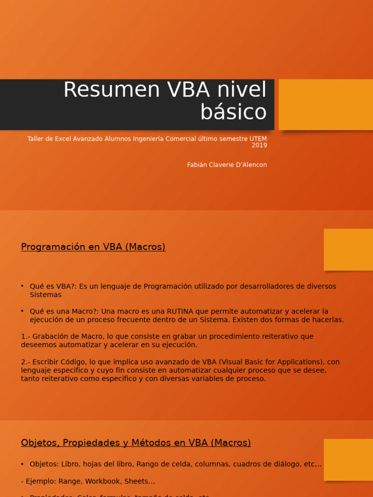 Resumen VBA nivel básico | PDF