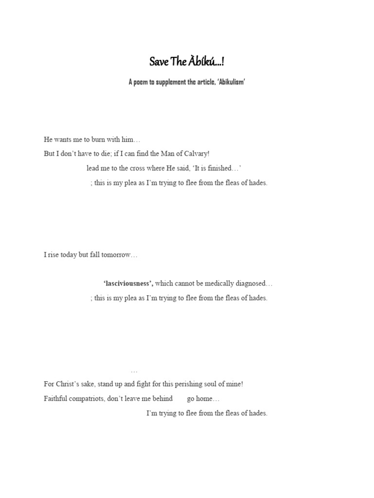 Save The Abiku | PDF | Religion & Spirituality
